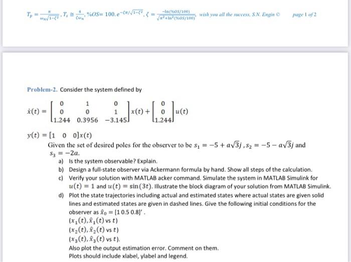 Solved Problem-2. Consider the system defined by | Chegg.com