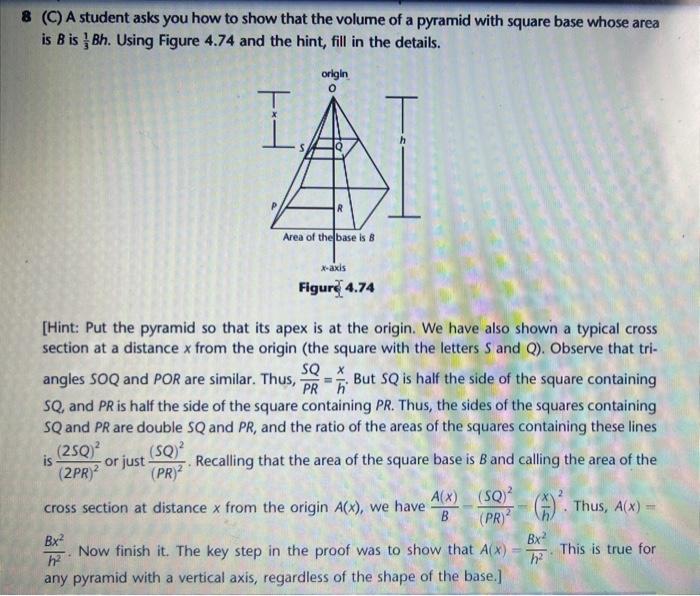 Solved Explain clearly why the formula for the volume of a | Chegg.com