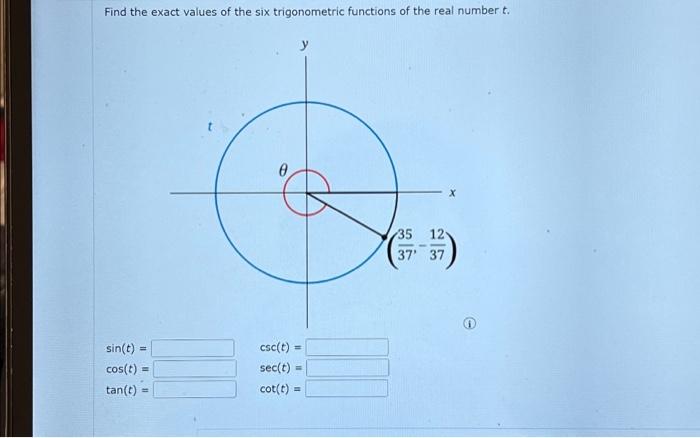 Solved Find the exact values of the six trigonometric | Chegg.com