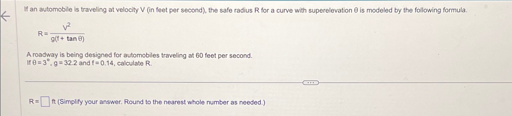 Solved If an automobile is traveling at velocity V (in feet | Chegg.com