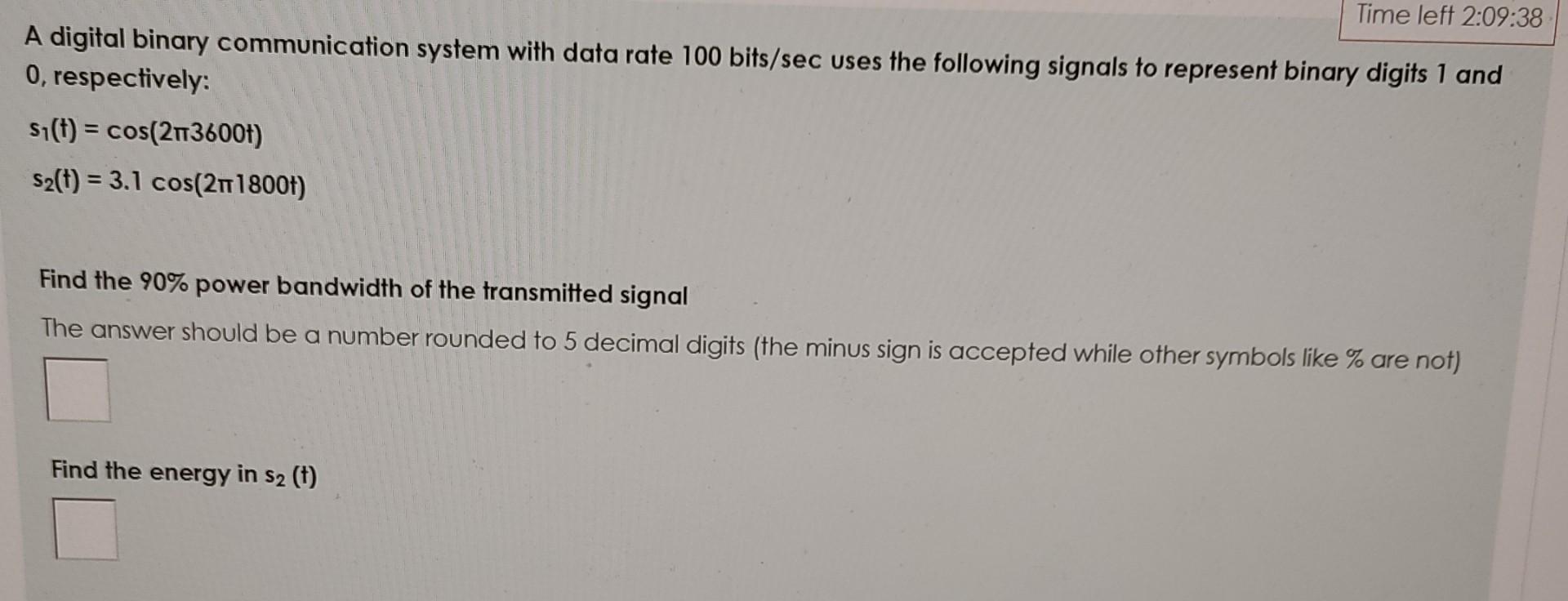 Solved Time Left 2 09 38 A Digital Binary Communication