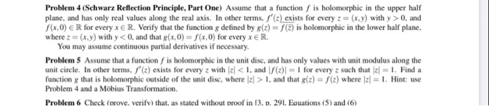 Solved Problem 4 (Schwarz Reflection Principle, Part One) | Chegg.com