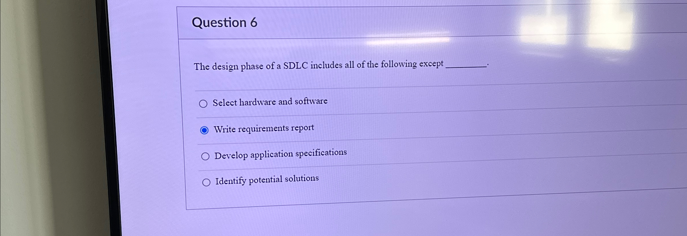 Solved Question 6The design phase of a SDLC includes all of | Chegg.com