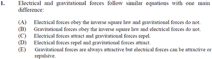 Solved Electrical and gravitational forces follow similar | Chegg.com