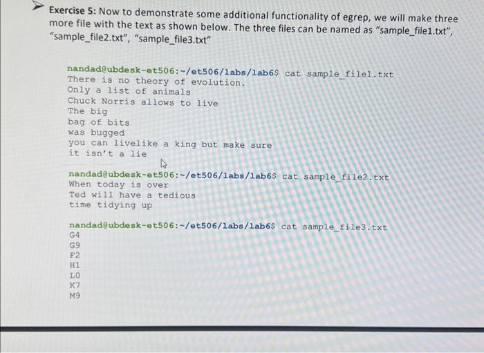 Solved LABORATORY 6 - USING EGREP TO FIND DATA Exercise 1: | Chegg.com