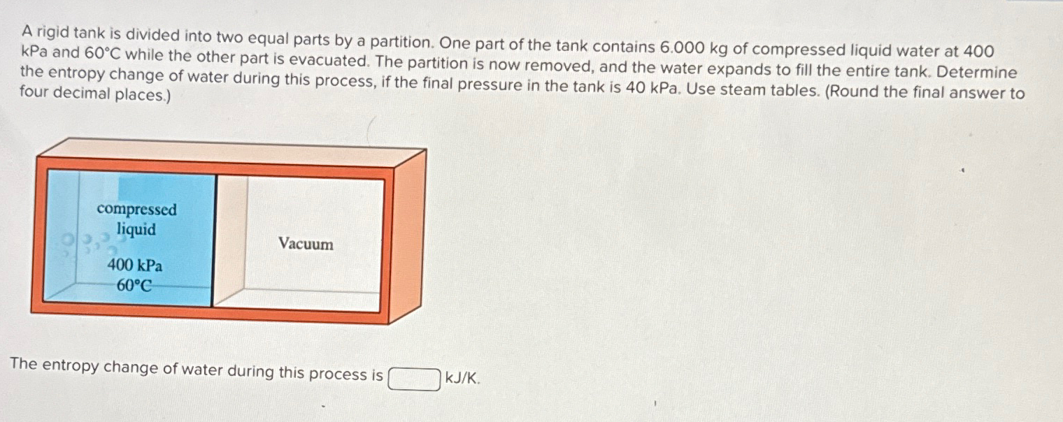 A rigid tank is divided into two equal parts by a | Chegg.com