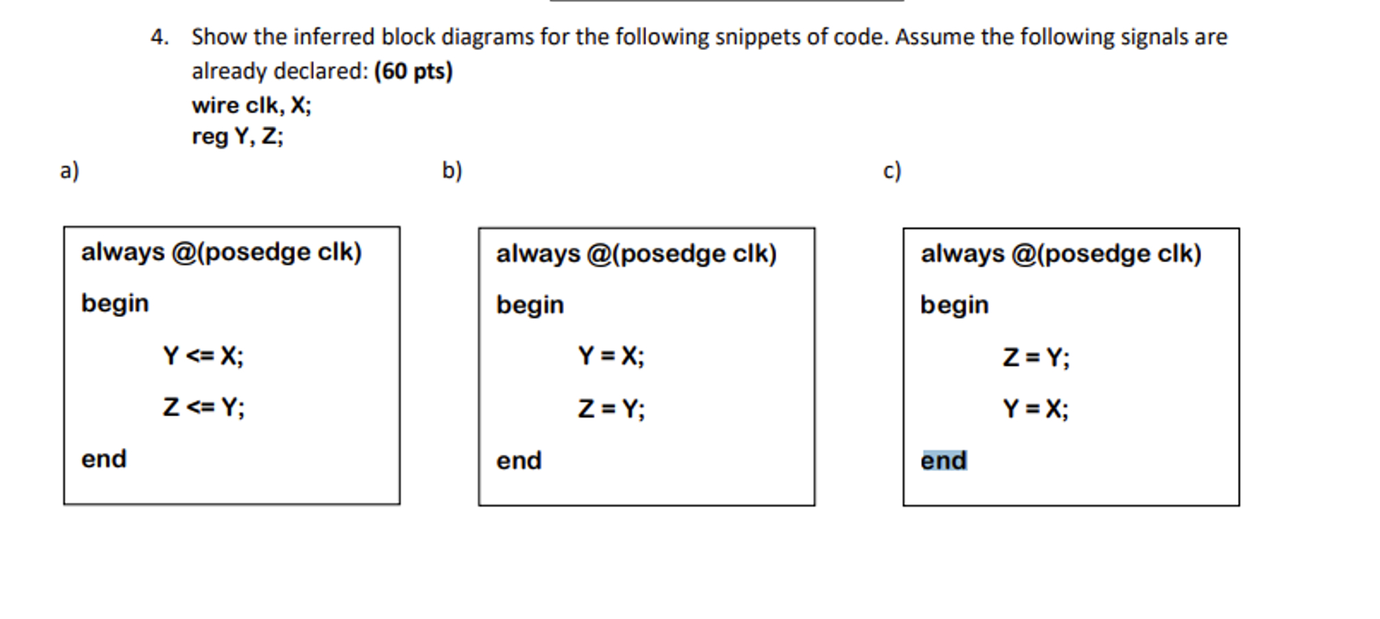 Solved Show the inferred block diagrams for the following | Chegg.com