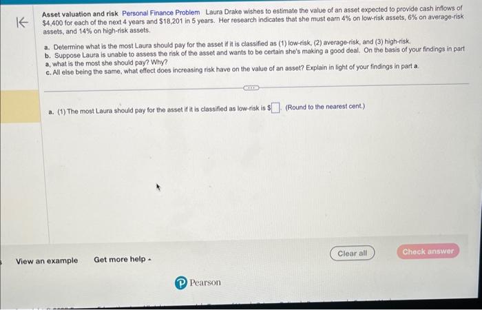 Solved Asset valuation and risk. Personal Finance Problem | Chegg.com
