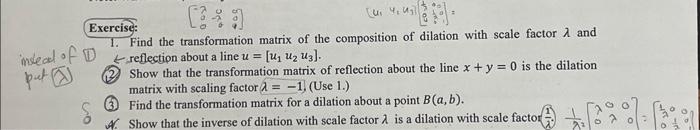 Solved Exercise: 1. Find the transformation matrix of the | Chegg.com