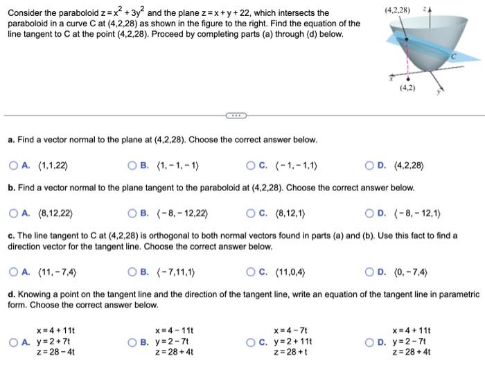 Solved Consider the paraboloid z=x2+3y2 and the plane | Chegg.com