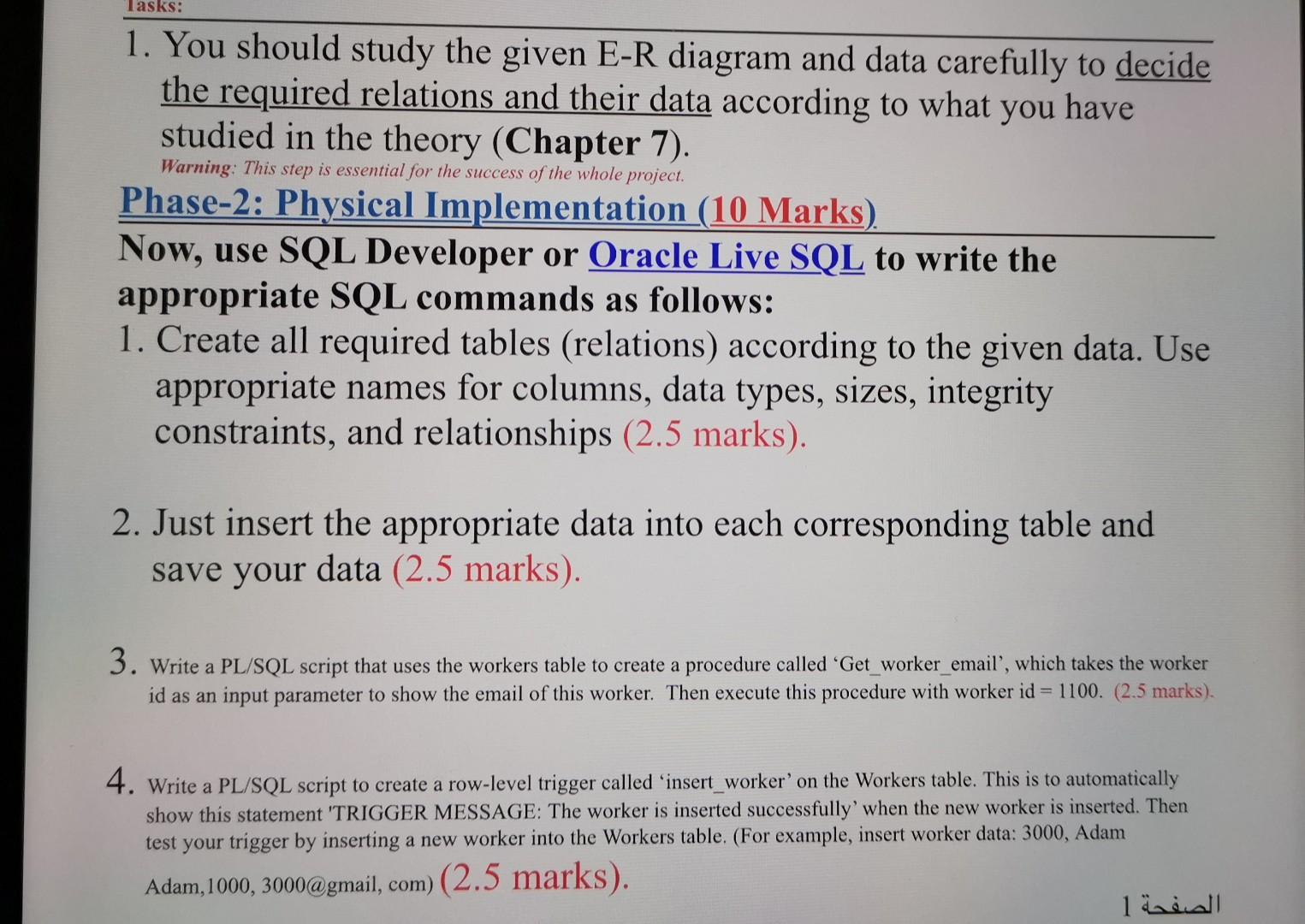 Solved 1. Create all required tables (relations) according | Chegg.com