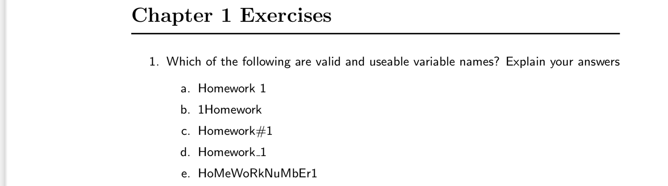 Solved Chapter 1 ﻿ExercisesWhich of the following are valid | Chegg.com