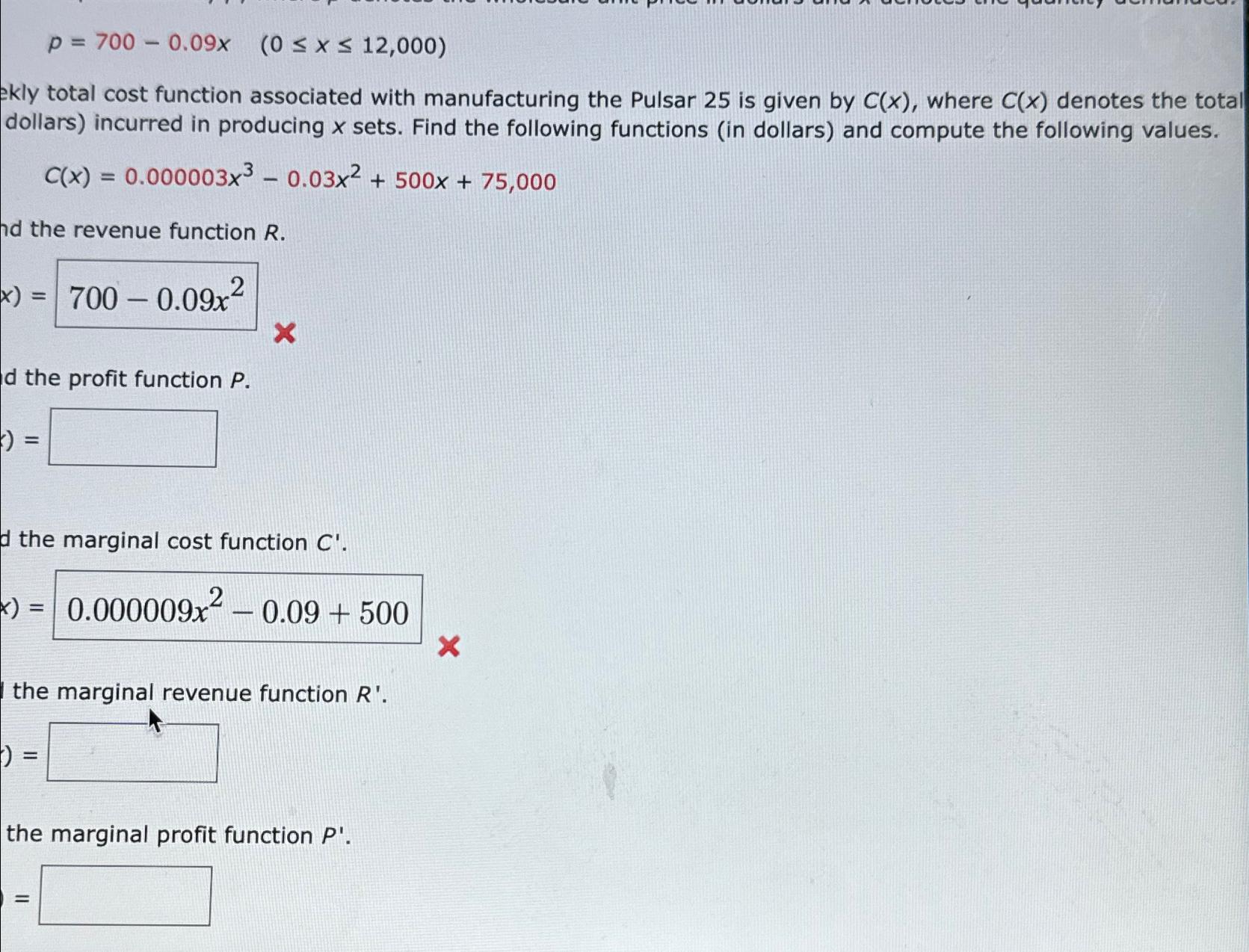 Solved )≤x≤(12,000ekly total cost function associated with | Chegg.com