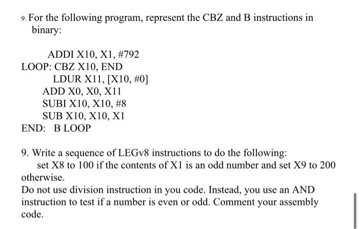 Solved 9. For the following program, represent the CBZ and B | Chegg.com