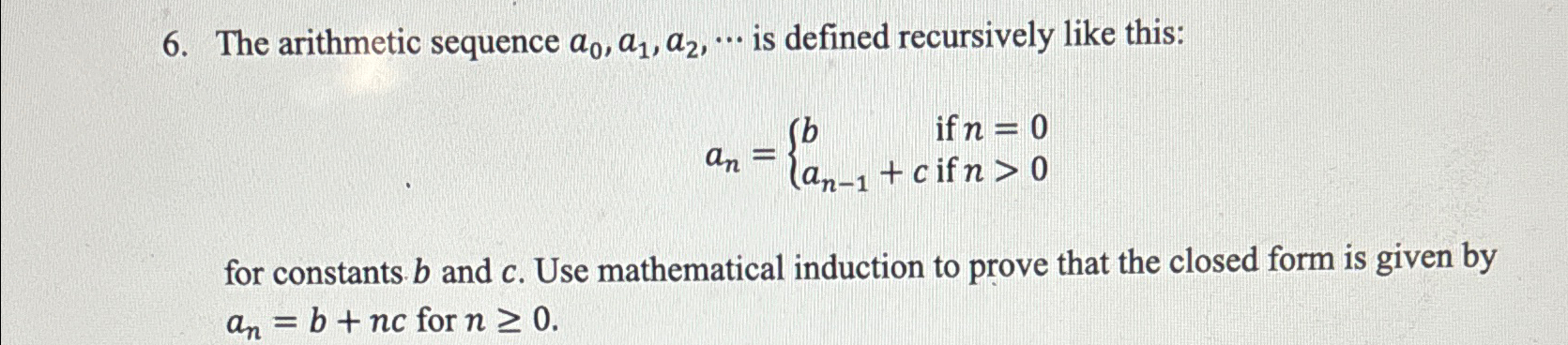 Solved The arithmetic sequence a0,a1,a2,cdots is defined | Chegg.com