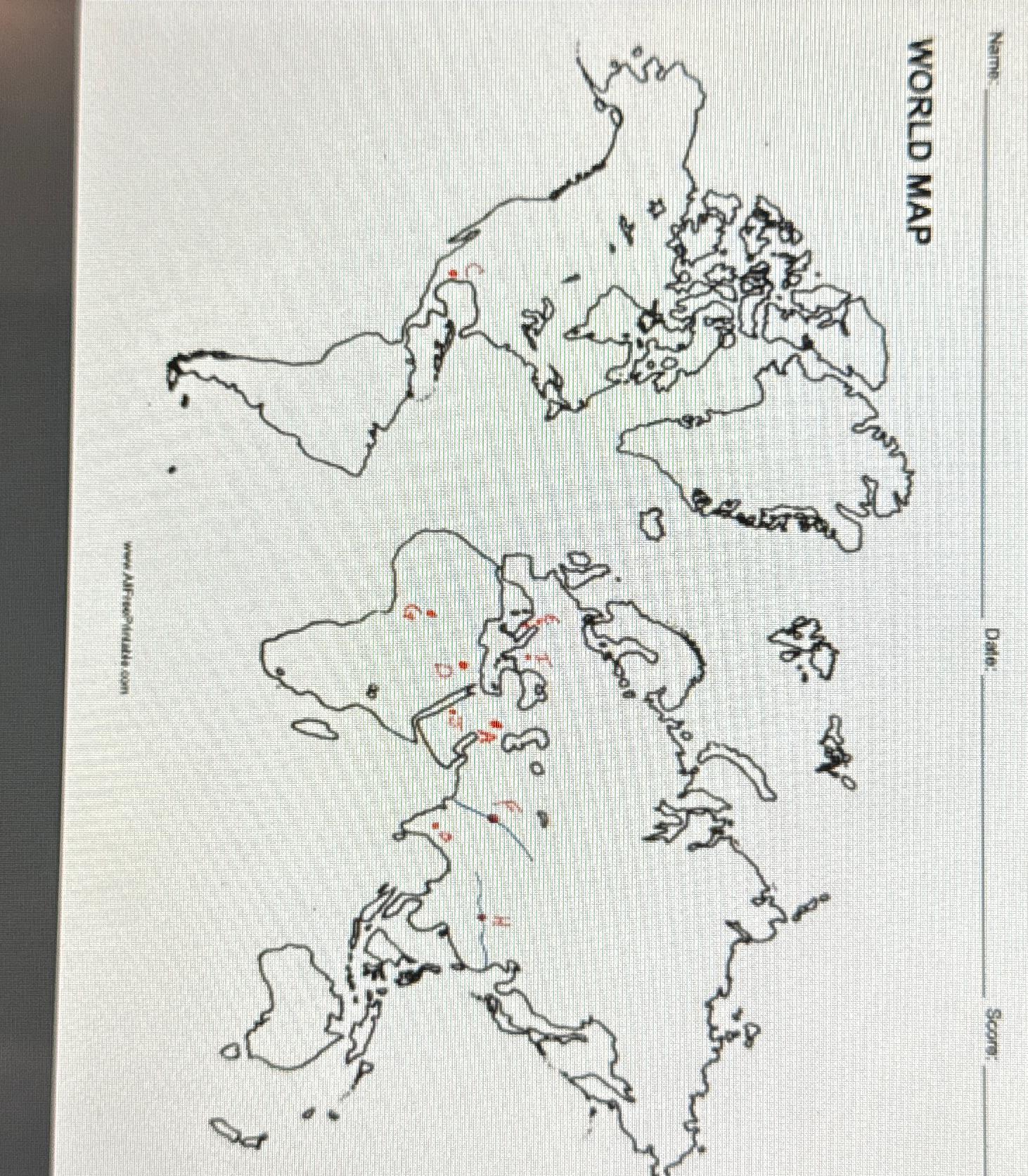 Solved What is the letter A on the map?WORLD MAP | Chegg.com