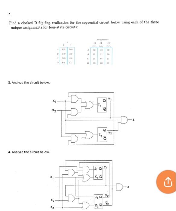 Solved 2. Find a clocked D flip-flop realization for the | Chegg.com