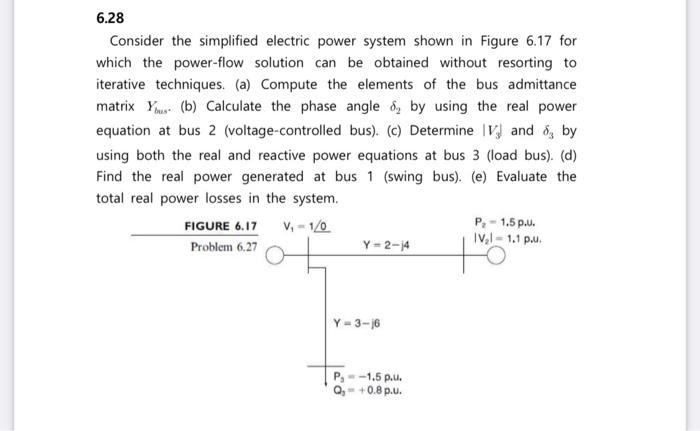 Solved 6.28 Consider the simplified electric power system | Chegg.com
