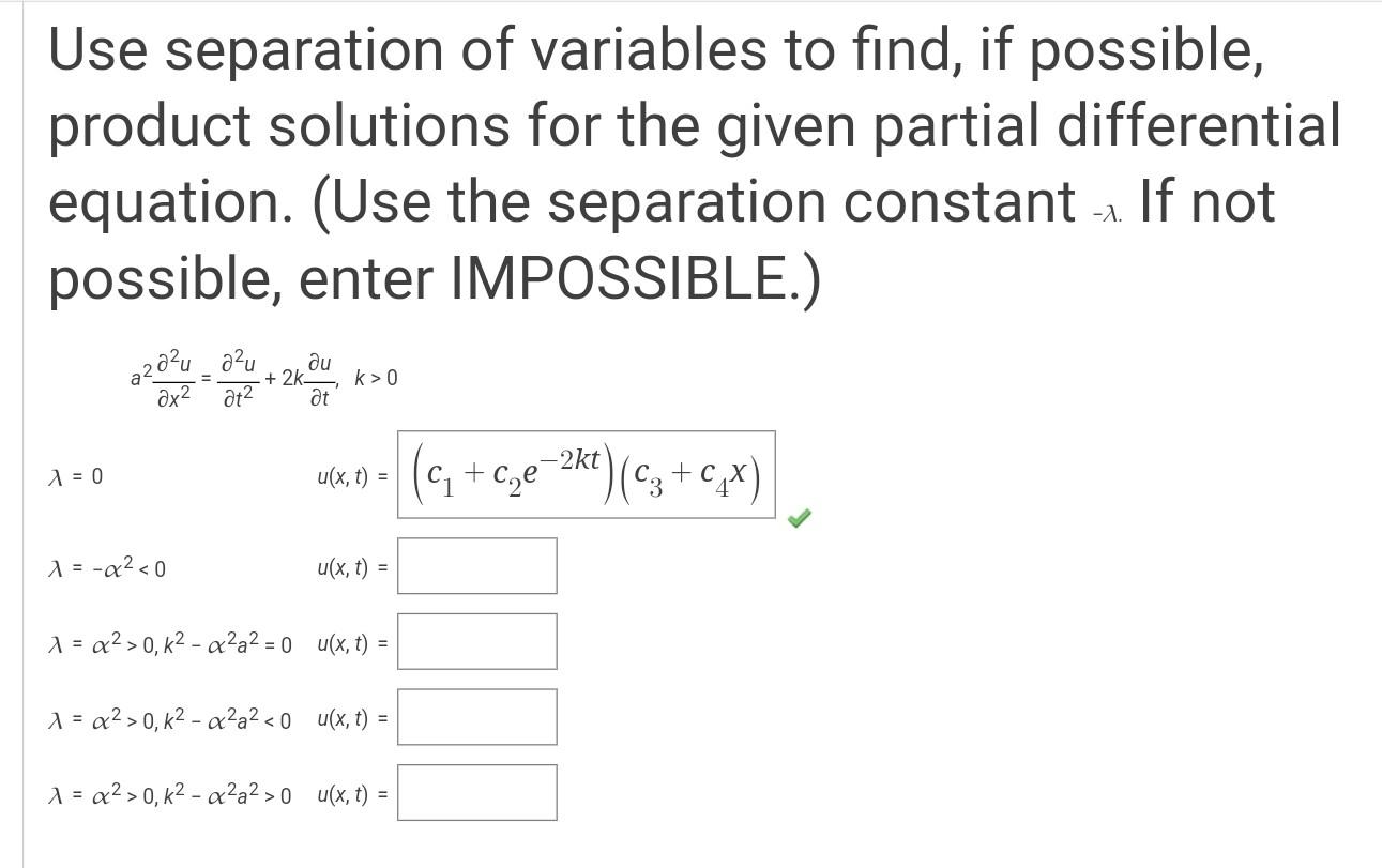 Solved Use separation of variables to find, if possible, | Chegg.com