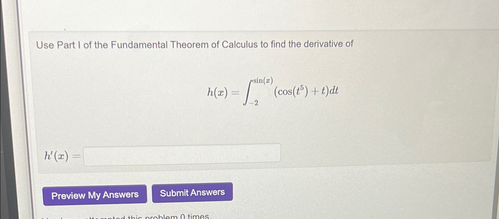 Solved Use Part I of the Fundamental Theorem of Calculus to | Chegg.com