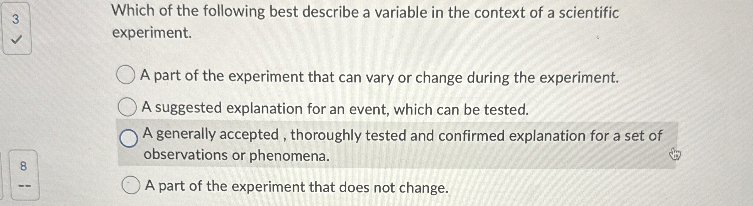 Solved Which of the following best describe a variable in | Chegg.com
