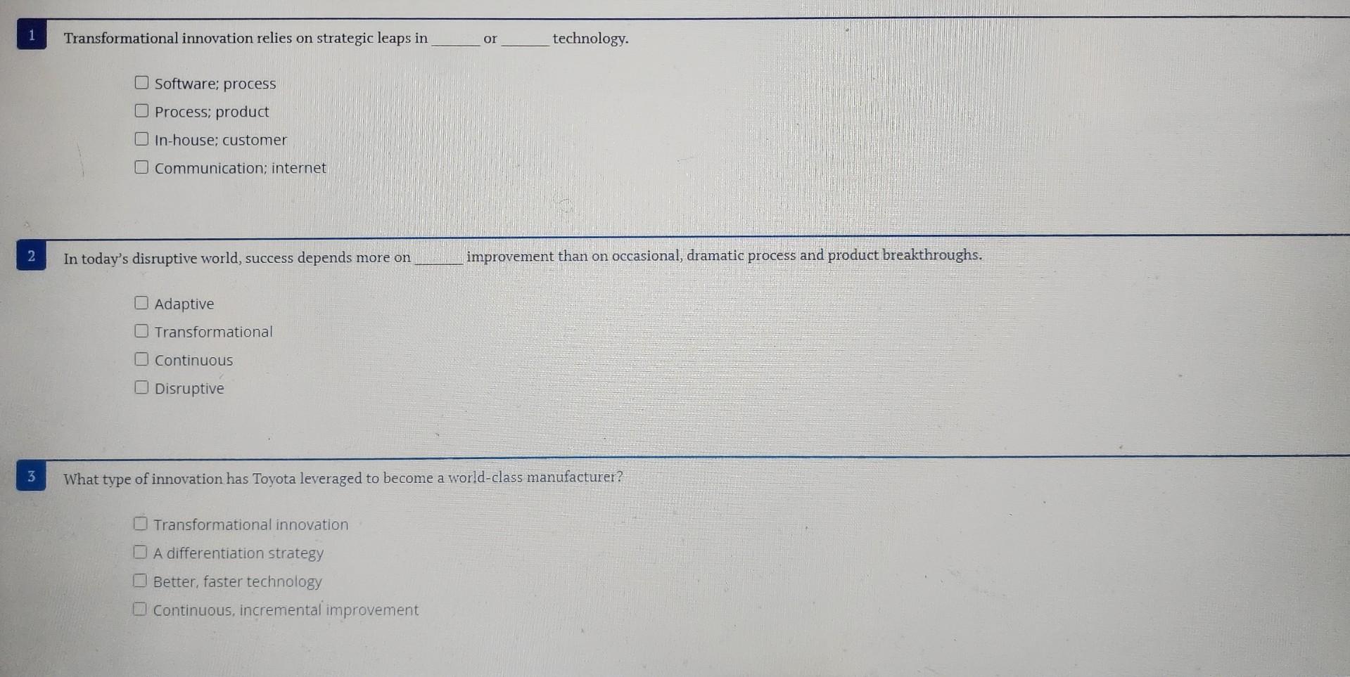 Solved Transformational innovation relies on strategic leaps | Chegg.com