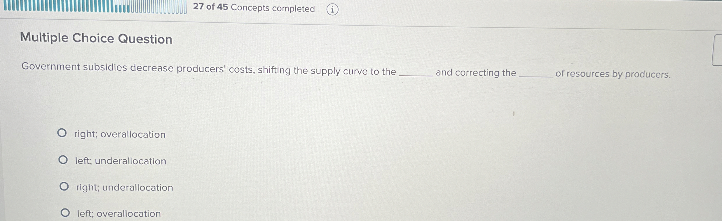 Solved Multiple Choice QuestionGovernment subsidies decrease | Chegg.com
