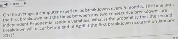 Solved Listen On the average, a computer experiences | Chegg.com