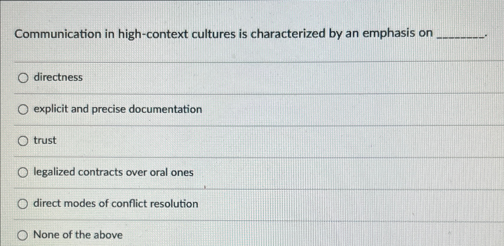 Solved Communication in high-context cultures is | Chegg.com