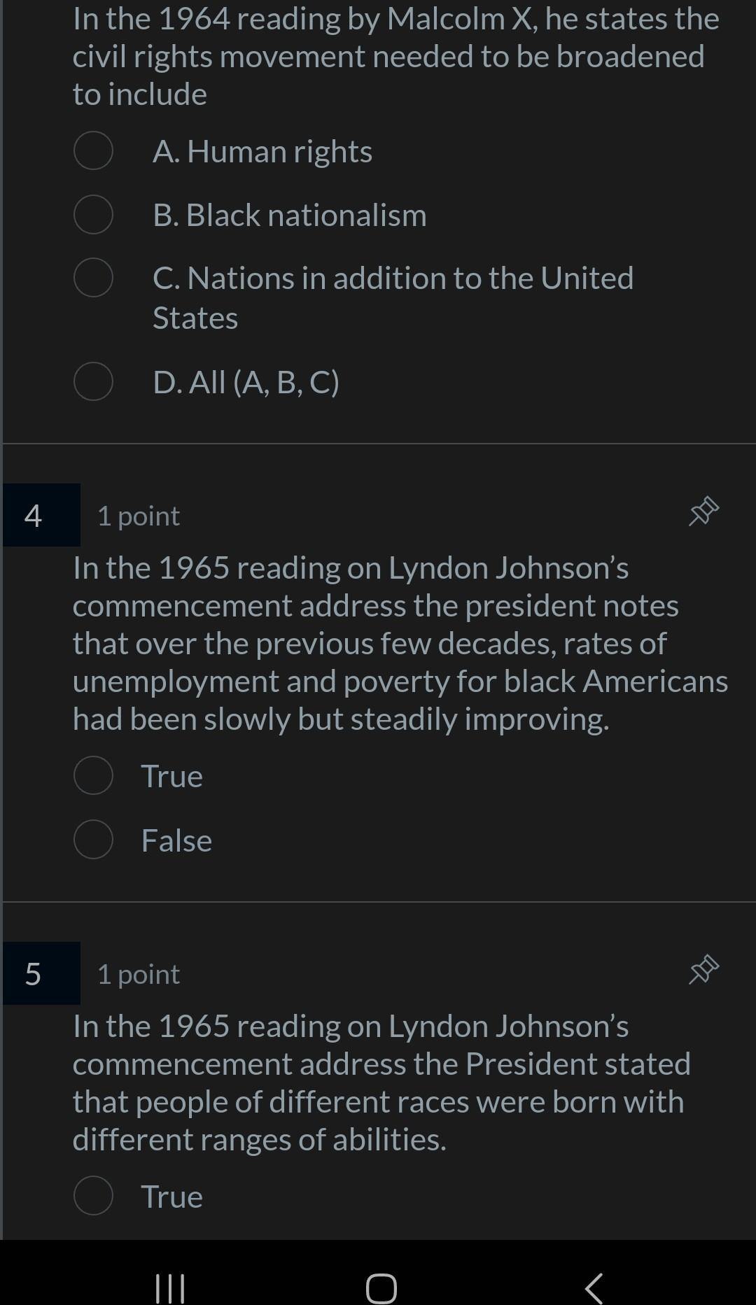 In the 1964 reading by Malcolm X, he states the civil | Chegg.com