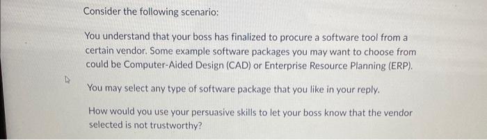 Consider the following scenario: You understand that | Chegg.com