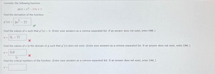 Solved Consider the following function. g(v)=v3−27v+3 Find | Chegg.com