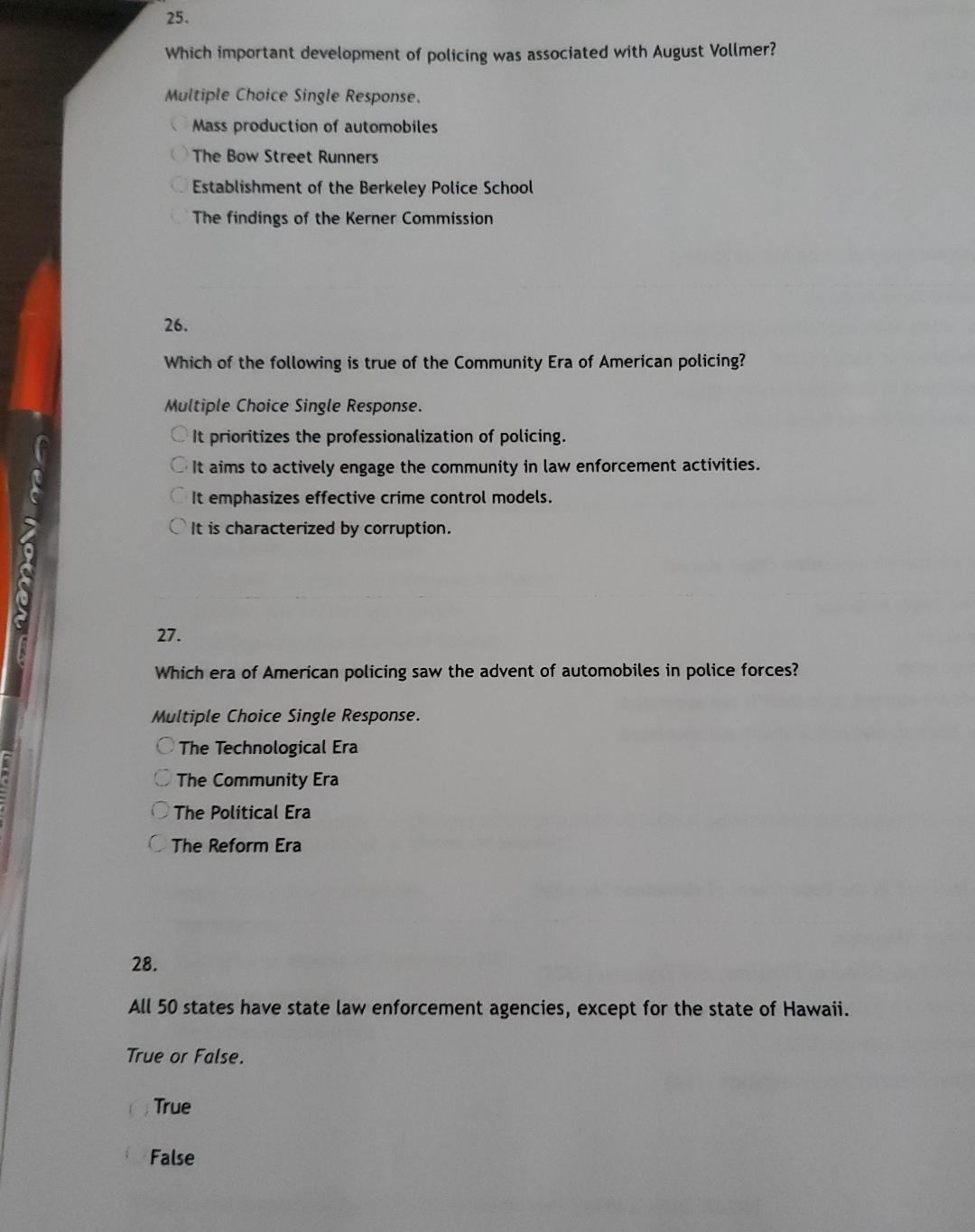 Solved Which important development of policing was | Chegg.com