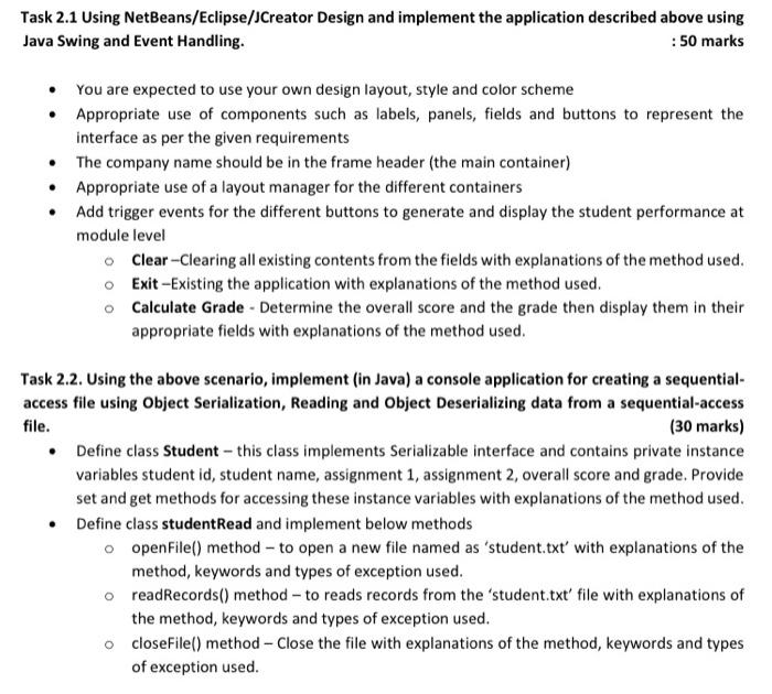 Solved Task 2: GUI Development & File handling (80 marks) | Chegg.com