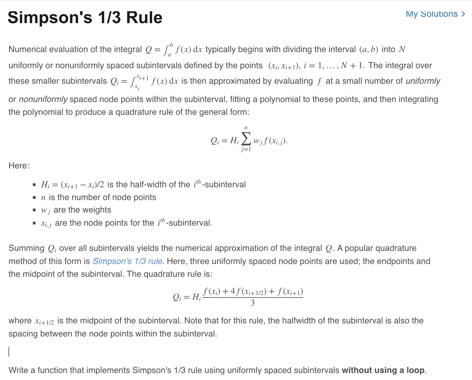 Solved Simpson's 1/3 ﻿RuleNumerical evaluation of the | Chegg.com