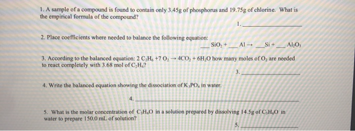 Solved 1. A sample of a compound is found to contain only | Chegg.com
