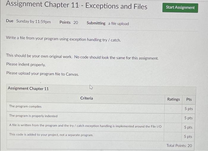 Solved Write A File From Your Program Using Exception