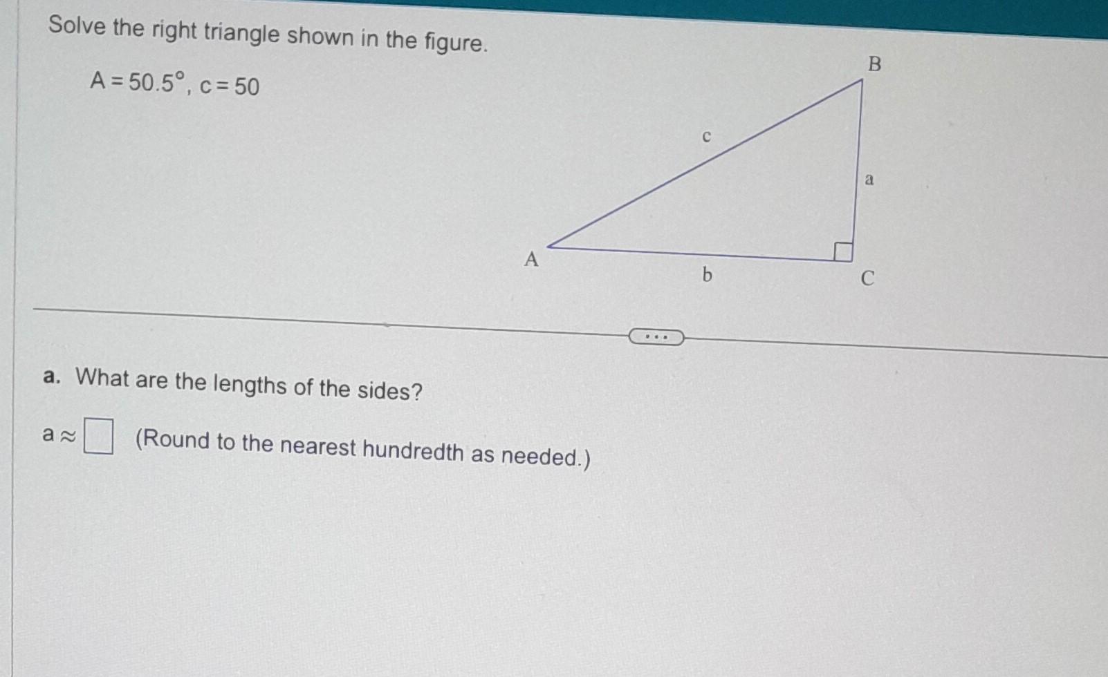 Solved Solve the right triangle shown in the figure to the | Chegg.com