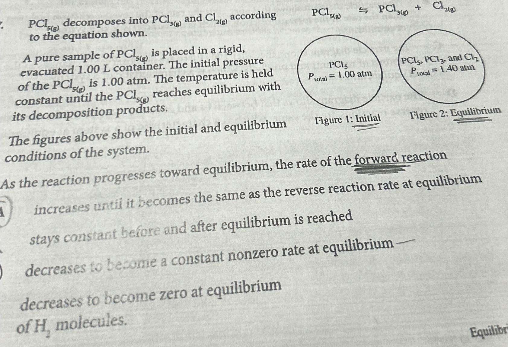 Solved PCl5(B) ﻿decomposes into PCl3(B) ﻿and Cl2(g) | Chegg.com