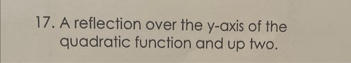 17. A reflection over the y-axis of the quadratic | Chegg.com