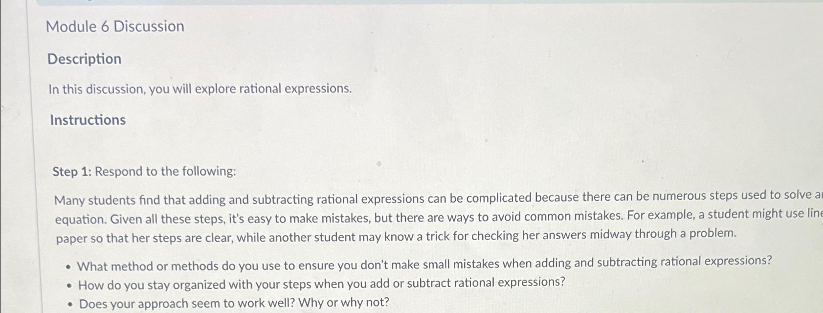 Solved Module 6 ﻿DiscussionDescriptionIn this discussion, | Chegg.com