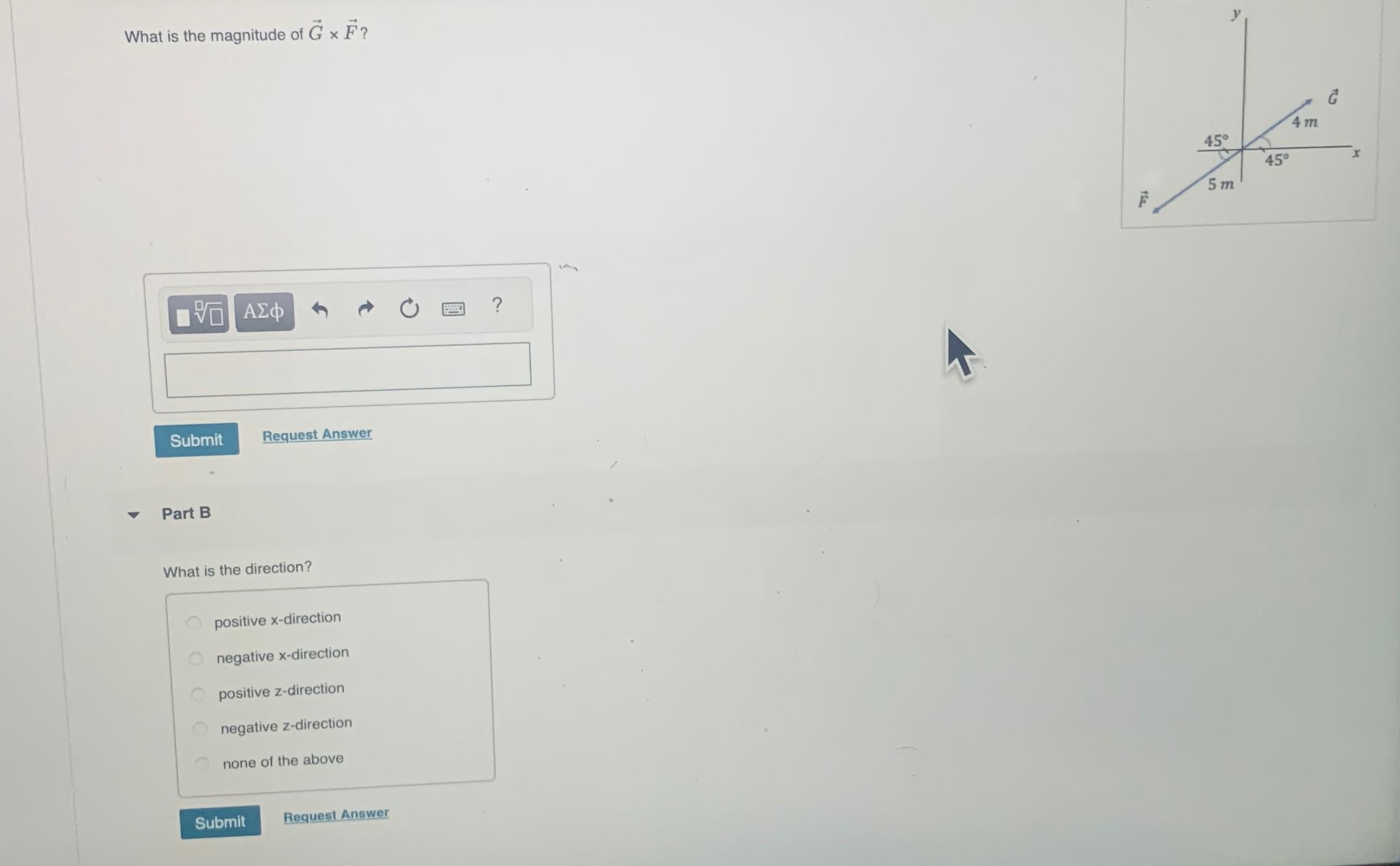 Solved What is the magnitude of vec(G)×vec(F) ?Request | Chegg.com