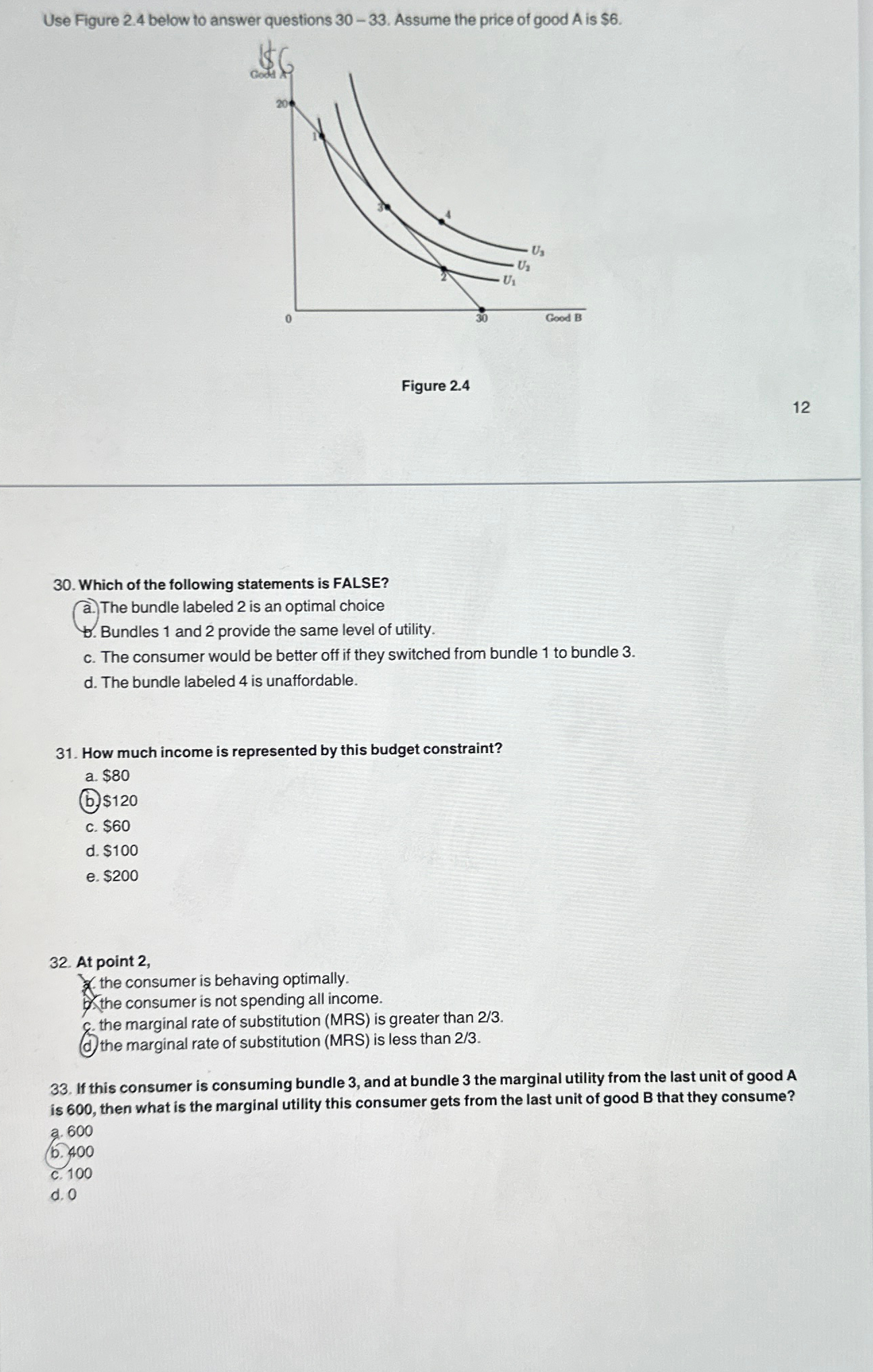 Solved Use Figure 2.4 ﻿below to answer questions 30-33. | Chegg.com