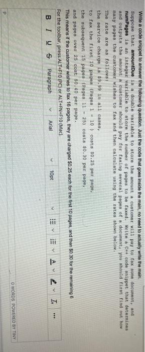Solved Write a code snippet to answer the following | Chegg.com