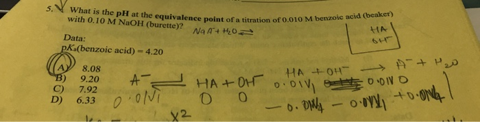 Solved 5. What is the pH at the equivalence point of a titra | Chegg.com