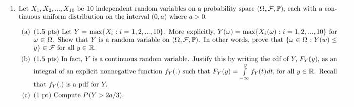 Solved 1. Let X1, X2, ..., X10 be 10 independent random | Chegg.com