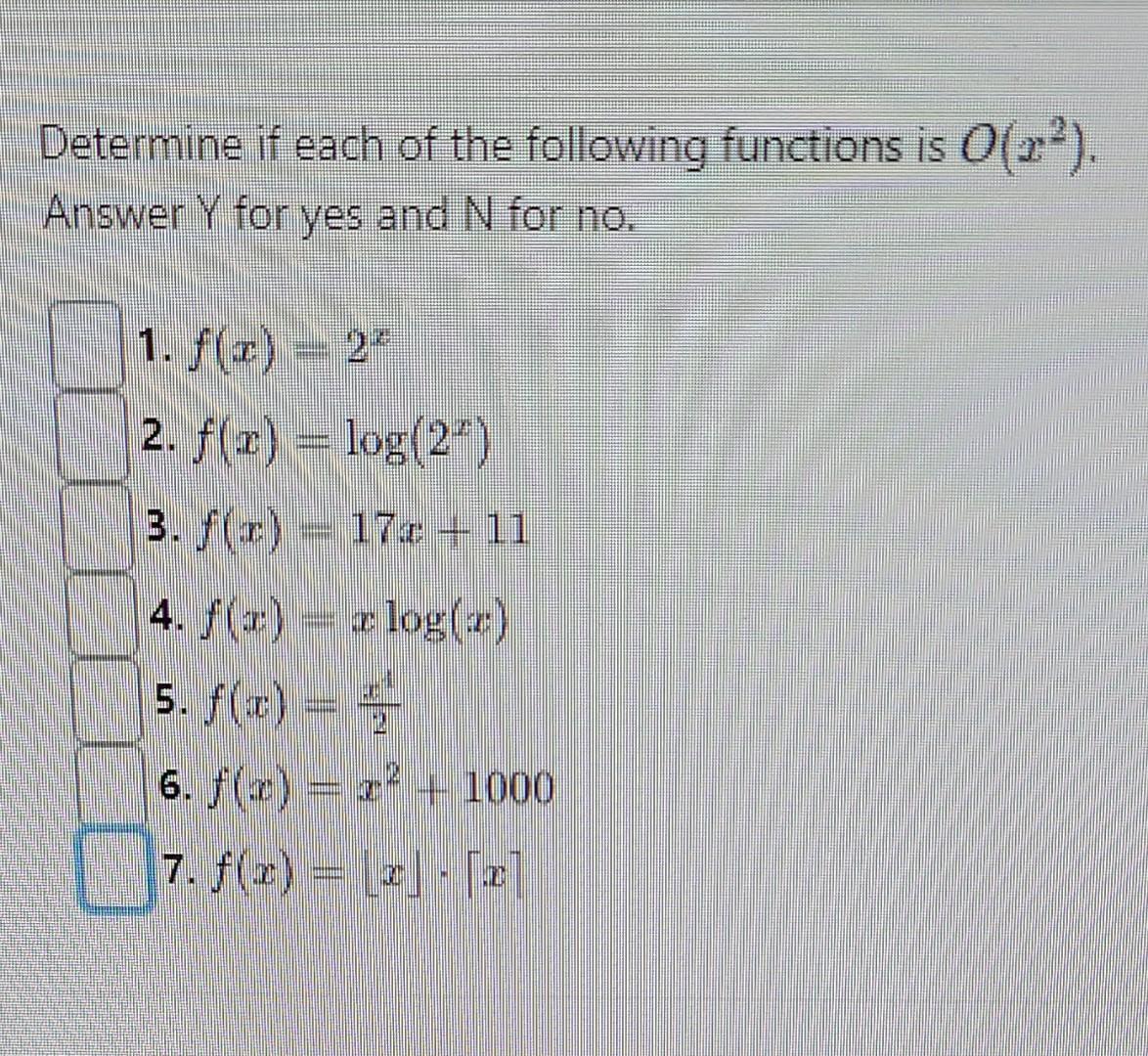 Solved Determine if each of the following functions is | Chegg.com