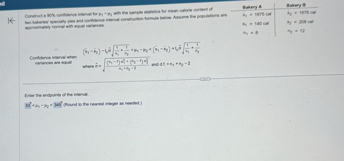 Solved Construct a 90% ﻿confidence interval for μ1-μ2 ﻿with | Chegg.com