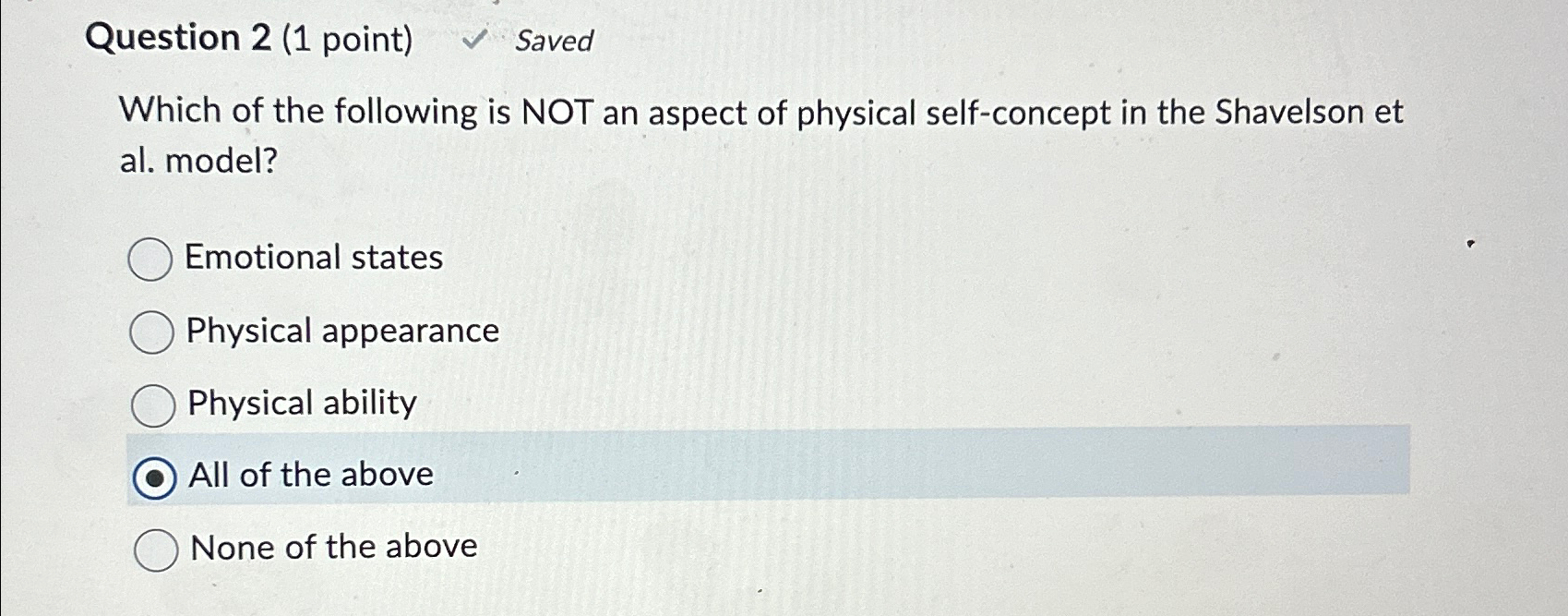 Solved Question 2 (1 ﻿point) ﻿SavedWhich of the following | Chegg.com