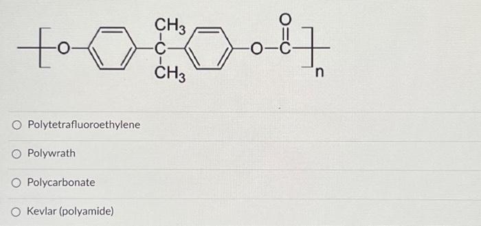 Solved Polytetrafluoroethylene Polywrath Polycarbonate | Chegg.com